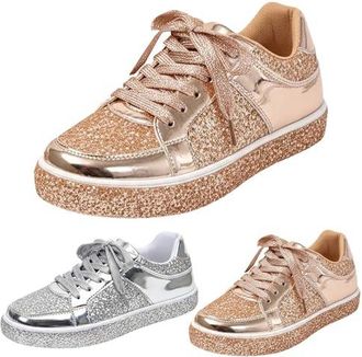 Generic Chaussures de sport &agrave; lacets pour femme - L&eacute;g&egrave;res et confortables - Pour f&ecirc;te de mariage - Antid&eacute;rapantes, dor&eacute;, 39.5 EU