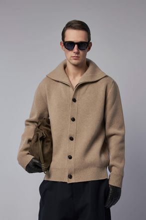 Bottega Veneta Compact Wool Cardigan Sparrow