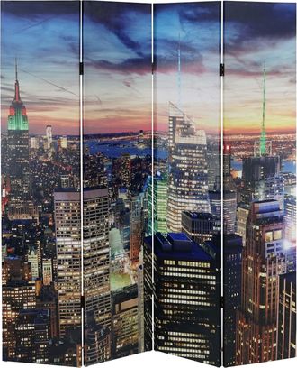 Mendler LED-Paravent Trennwand Raumteiler New York, Timer, netzbetrieben 180x160cm, 28 LEDs