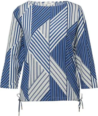s.Oliver 3/4-Arm-Shirt T-Shirt Strukturierte Shirt-Bluse mit U-Boot-Ausschnitt