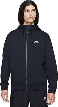 Nike Nike BV2645 M NSW Club Hoodie FZ BB Sweatshirt Mens Black/Black/Iron Grey/White L