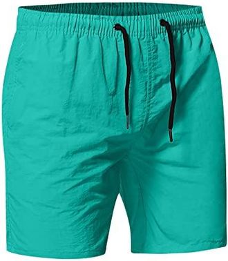 Generic Short de bain d&eacute;t&eacute; multifonction pour homme - 5 minutes - Couleur unie - Pour la plage, le sport, le fitness, les vacances, Vert, 3XL