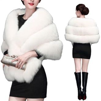 Generic &Eacute;charpe en fausse fourrure - &Eacute;charpe en fausse fourrure dhiver - &Eacute;charpe de mari&eacute;e - &Eacute;charpe chaude - &Eacute;tole en fourrure synth&eacute;tique - &Eacute;charpe de maria