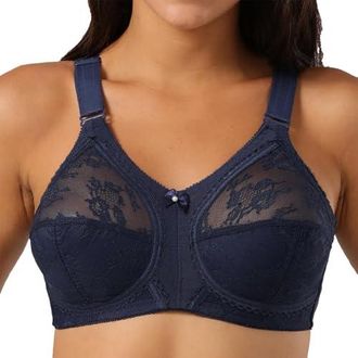 Generic Bustier rembourr&eacute; ultra fin pour femme - Soutien-gorge &agrave; coque compl&egrave;te en &eacute;ponge classique - Dentelle sexy - Sous-v&ecirc;tements transparents, bleu, 100CD