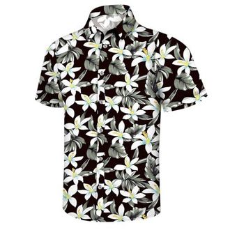 Generic Chemise hawa&iuml;enne &agrave; manches courtes pour homme - Sans plis - Boutonn&eacute;e - &Eacute;vacuation de lhumidit&eacute; - S&eacute;chage rapide - Imprim&eacute; d&eacute;contract&eacute; - Haut color&eacute; 