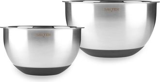 Salter Salter Expert Rührschüssel-Set - 2er Pack, langlebiger Edelstahl, 20/24 cm Backschüsseln, Silikon-Rutschfester Boden, Spiegelpoliertes Innenleben mit 