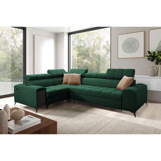 KAISER Elegantes Ecksofa mit modischer Steppung mit Schlaffunktion, Bar, usb greco ii Avra Gr&uuml;n Links