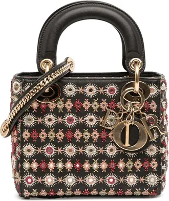 Dior Hobo Bags - Mini Calfskin Beaded Embroidered Lady Dior - Gr. unisize - in Schwarz - für Damen