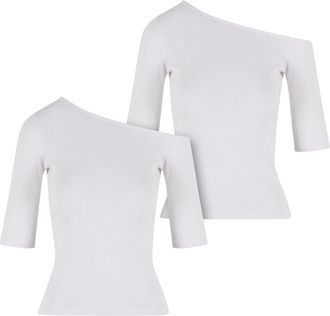 Urban Classics Ladies Organic Asymmetric Rib Tee 2-Pack White+White, L