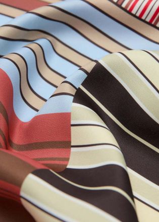 Mango Foulard imprim&eacute; &agrave; rayures g&eacute;om&eacute;trique rouge - Femme - Taille unique - MANGO