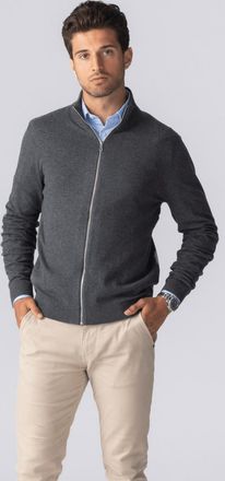 Perform Collection Pullover-Cardigan mit Rei&szlig;verschluss - Anthrazit-Melange
