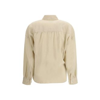 Christophe Lemaire Womens Beige Silk Dress Shirt