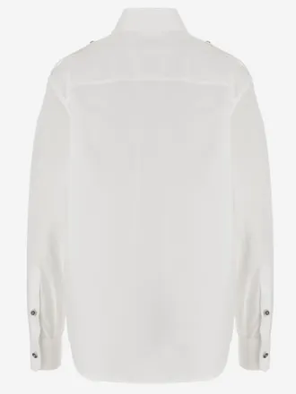 Versace Womens Cotton Shirt With Contrasting Buttons White