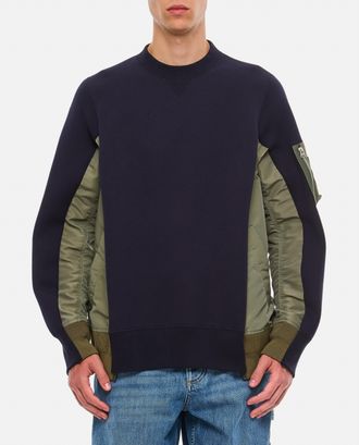 sacai Rundhals-sweatshirt Aus Baumwolle Und Nylon