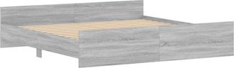 vidaXL Bettgestell mit Kopf- und Fußteil Grau Sonoma 200x200 cm Vidaxl