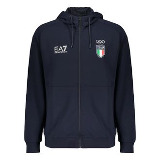 Emporio Armani Kapuzen-Rei&szlig;verschluss-Sweatshirt - - Sweatshirts & Hoodies - Herren - Blau - M