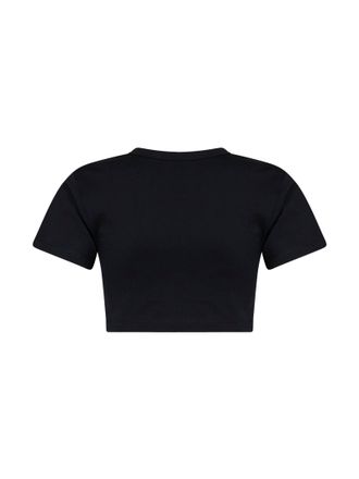 The Attico Womens Cropped T-Shirt Black Cotton T-Shirts & Jerseys