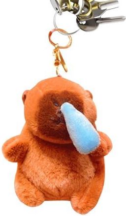 Generic Porte-cl&eacute;s en peluche de charbon, porte-cl&eacute;s en bois rempli, porte-cl&eacute;s rempli de dessins anim&eacute;s - Jouet en peluche Capibara, petit porte-cl&eacute;s de dess