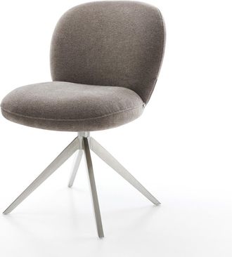DELIFE Drehstuhl Nube-Flex Strukturstoff Soft Taupe Kreuzgestell breit Edelstahl 360&deg; drehbar Wippfunktion Taschenfederkern, Esszimmerst&uuml;hle