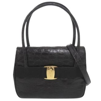 Ferragamo Pre-owned Umh&auml;ngetasche aus gepr&auml;gtem Leder - - Pre-owned - Damen - Schwarzk - ONE SIZE