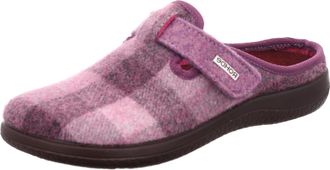 Rohde Damen Pantoffel Hausschuh aus Softfilz mit Karomuster und Riemen Bari 6557, Gr&ouml;&szlig;e:41 EU, Farbe:Violett