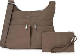 Baggallini Cross-Over-Crossbody-Tasche f&uuml;r Damen, 28 X 21 cm, Mittelgro&szlig;, Leicht, Wasserabweisend, Nylon, Organisierte Handtasche Umh&auml;ngetasche, Portobello, 39.5