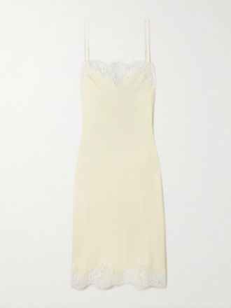 Stella McCartney Iconic Midikleid Aus Satin Mit Spitzeneins&auml;tzen - Gelb