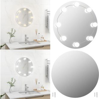 vidaXL Vidaxl - Wandspiegel mit LED-Beleuchtung Rund Glas - LED-Spiegel - Wandspiegel - Badezimmerspiegel - Schreibtischspiegel - Make-up-Spiegel - Home &