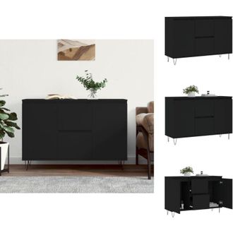 vidaXL Sideboard Schwarz 104x35x70 cm Holzwerkstoff - Schreibtisch - Sideboard - Wohnzimmerm&ouml;bel - Holzm&ouml;bel - Schwarz