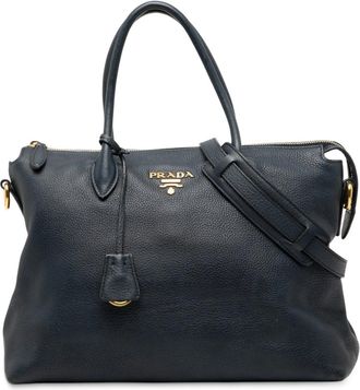 Prada Hobo Bags - Vitello Daino Zip Top Satchel - Gr. unisize - in Blau - f&uuml;r Damen