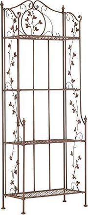 Clp Etag&egrave;re en Fer Forg&eacute; Arona Stable Et Robuste I Etag&egrave;re De Rangement Pliable I Rangement pour Plantes Epices D&eacute;coration Hauteur 158 cm, Couleur:Marron 