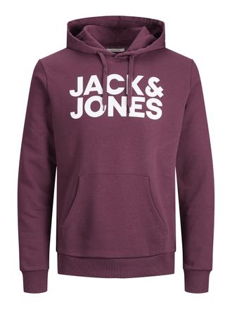 Jack & Jones Herren JJECORP Logo Sweat Hood, Port Royale/Large Print/W WHI, XXXL