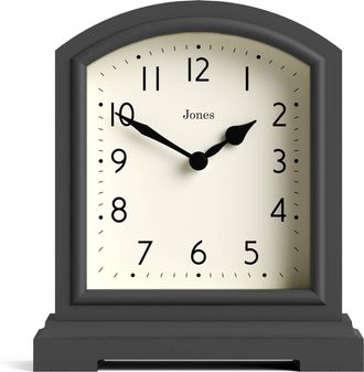 Jones Clocks Tavern kaminuhr | Modernes Design der bogenplatte | Dunkelgrau | Zeitgenössischer klassischer Stil für Schreibtisch, Tisch, Regal oder nachttisch