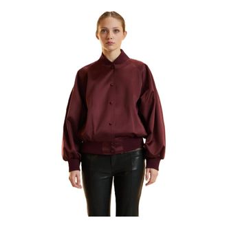 Cynthia Rowley Satin Bomberjacke - - Jackets - Damen - Rot - XS