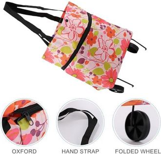 Healifty GRIRIW Chariot de Courses &agrave; Roulettes Pliable en Tissu Oxford Solide Paquet de Courses &agrave; Main et Bandouli&egrave;re Capacit&eacute; Spacieuse pour Supermarch&eacute; et Ac