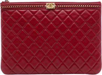 Chanel Pre-owned Gesteppte Lammleder Clutch - - Pre-owned - Damen - Rot - ONE SIZE