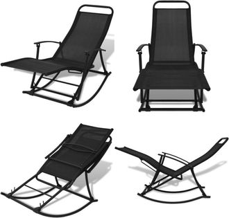 vidaXL Vidaxl - Garten-Schaukelstuhl Stahl und Textilene Schwarz - Gartenstuhl - Schaukelstuhl - Außenbereichs Möbel - Balkonmöbeln - Terrassenmöbel - Home
