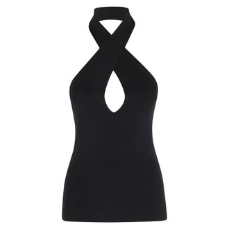 Federica Tosi Femme, Tops, Noir, Taille: 36 FR Top Scollo Incrociato