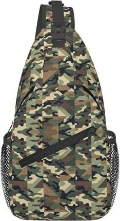 Generic L&eacute;ger Sacoche Tactique Art de camouflage militaire vert froid Sacs Poitrine R&eacute;glable Sac &agrave; Dos Militaire pour Cyclisme Homme Voyage