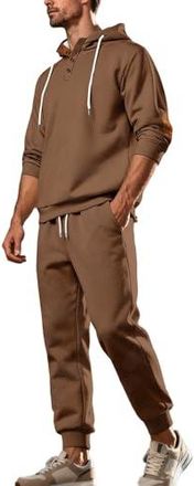 Generic Surv&ecirc;tement pour homme - Ensemble complet avec boutons et demi-patte de boutonnage - Sweat &agrave; capuche - Jambe droite - Pantalon de sport d&eacute;contract&eacute; - 