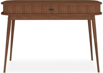 IDIMEX Bureau JARI avec porte coulissante, en bois massif - Coloris ch&acirc;taignier