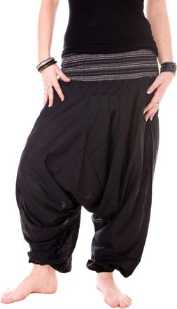vishes Haremshose mit gestreiftem oder farbigem Bund - Unisex - Alternative Bekleidung f&uuml;r Damen und Herren
