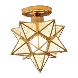 NUOBESTY Moderne Deckenlampe Stern Design Warmes Licht Elegant Goldfarben F&uuml;r Schlafzimmer Flur Balkon Geeignet Led Schlafzimmerlampe Stilvolle H&auml;ngelampe F&uuml;r 