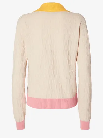 Fendi Womens Sweater With Ff Pattern Beige Cotton