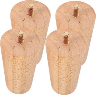 Valiclud 4 Stück Massivholz Möbelbeine mit Schrauben Stabile Sofafüße Verstellbare Holzmöbelbeine für Couch Sofa Bett Schrank Moderner Stil Einfache Montage