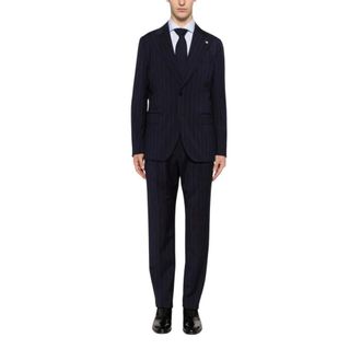 Manuel Ritz Homme, Costumes, Bleu, Taille: S Abito Gessato
