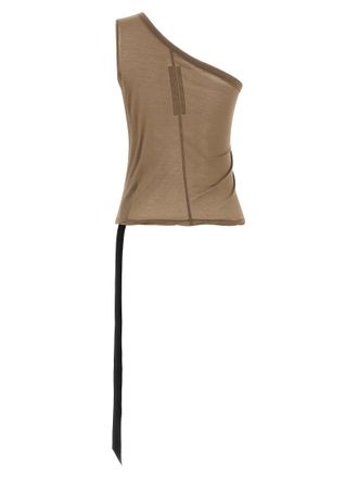 Rick Owens Womens Beige Cotton Sleeveles T-Shirt