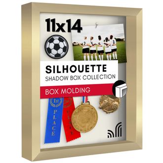 Americanflat 11x14 Shadow Box Rahmen in Gold mit weicher Leinenrückseite - Verbundholz mit poliertem Glas - Horizontale und vertikale Formate für Wand und Tischpla