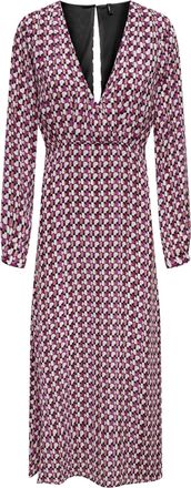 Only Damen Onlalma Life Poly Jen Long Dress Kleid, Magenta Purple/AOP:584 Posh, X-Large
