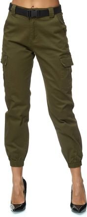 Elara Damen Cargo Hose Slim Fit Denim Chunkyrayan 3D939 Green 42 (XL)